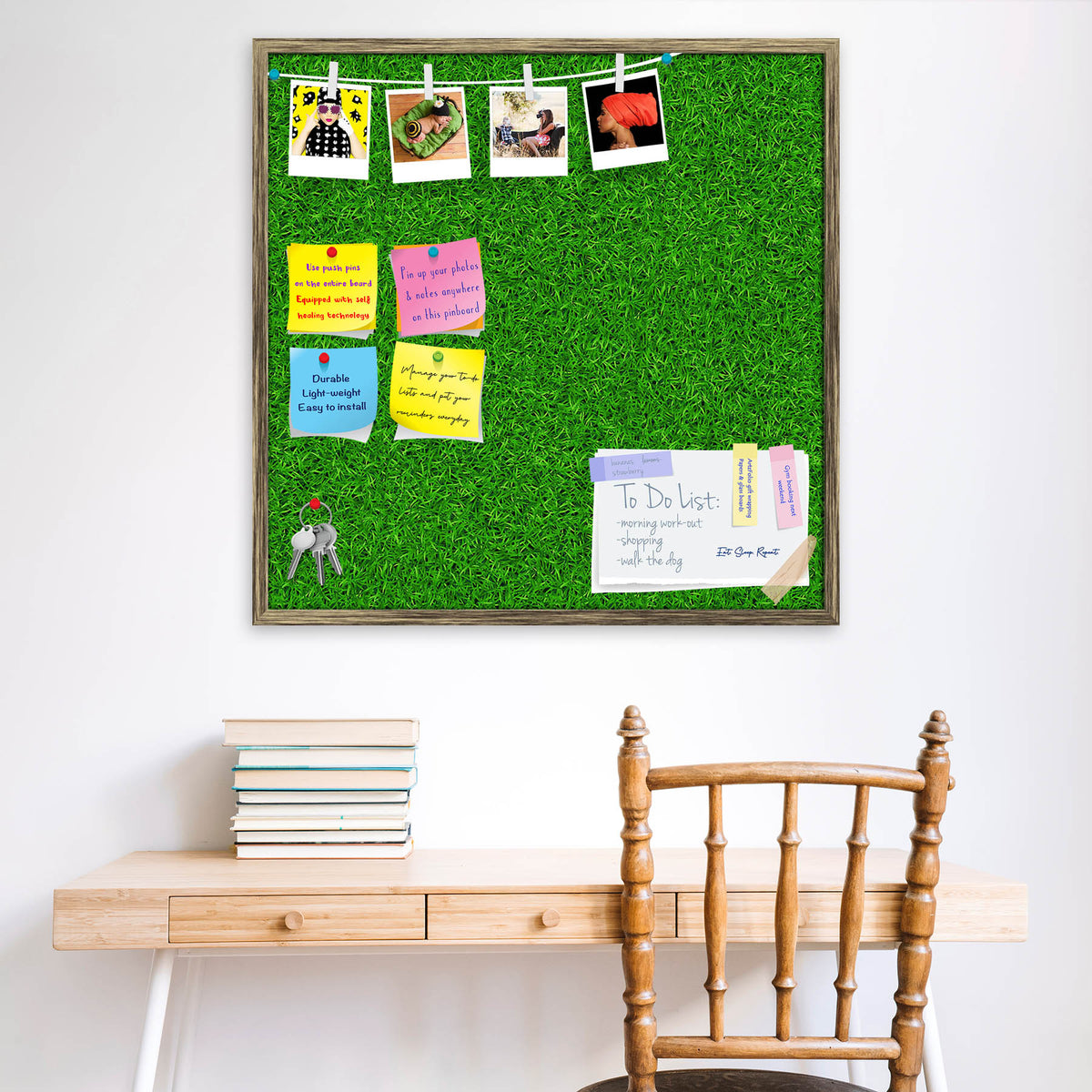 Nature Green Grass Bulletin Board Notice Pin Board Soft Board | Framed ...
