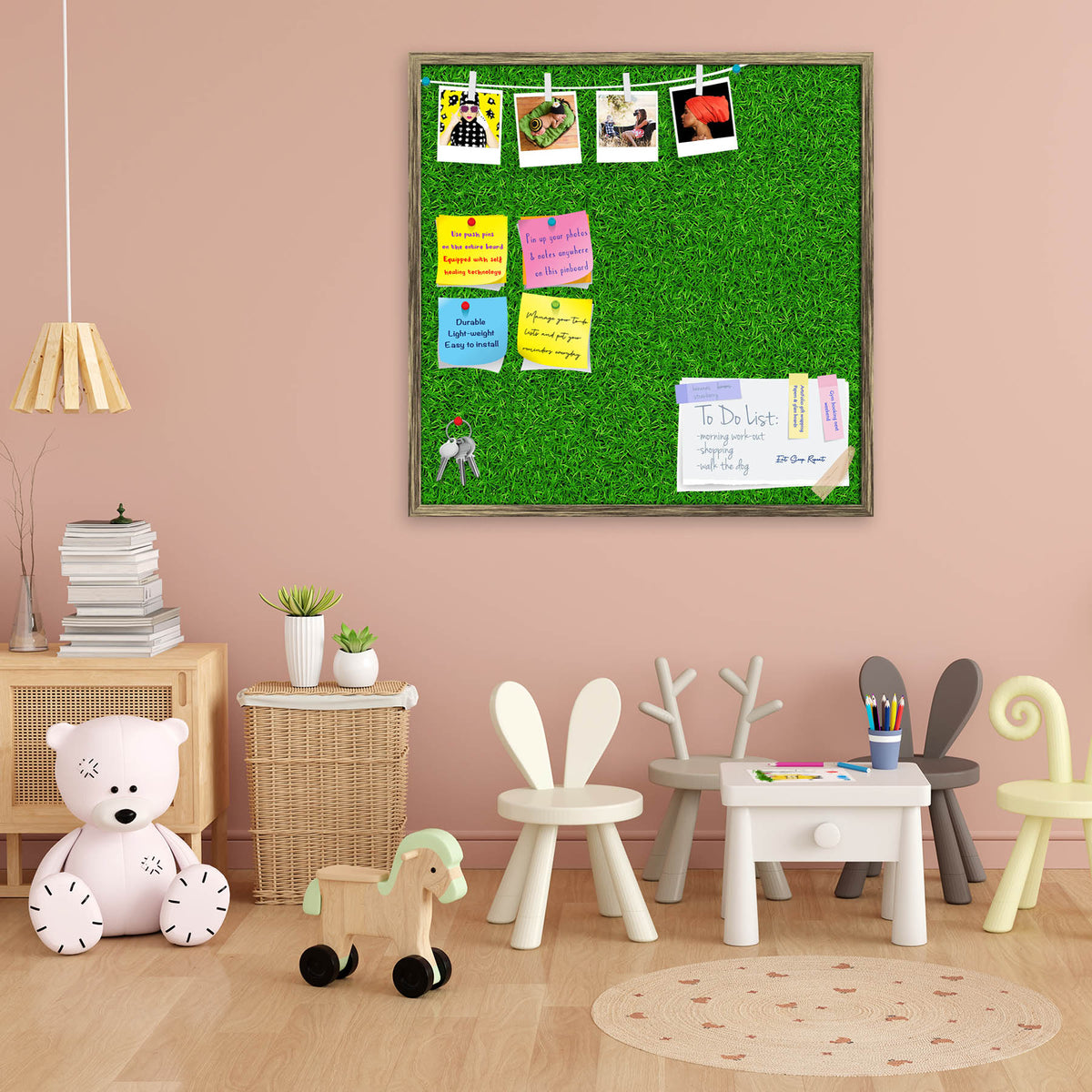 Nature Green Grass Bulletin Board Notice Pin Board Soft Board | Framed ...