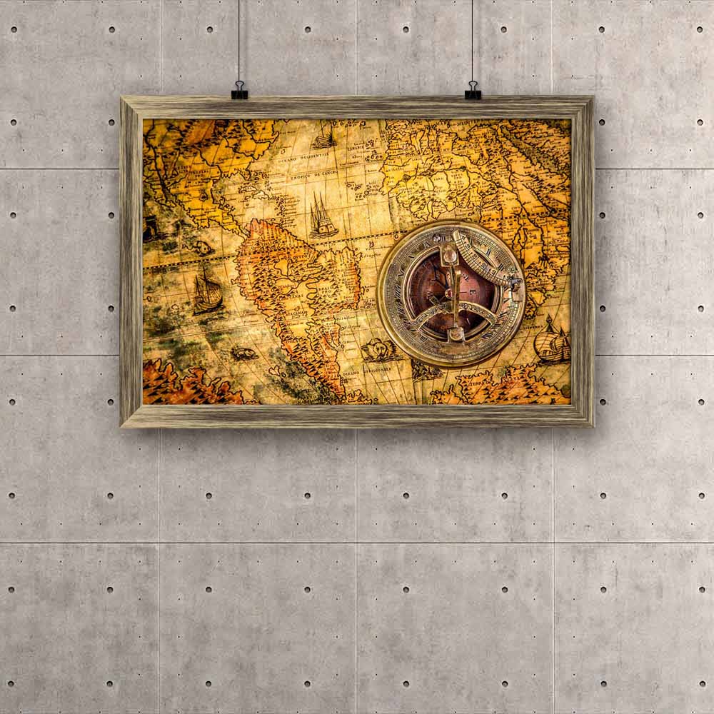 ArtzFolio Photo of Ancient World Map 1565 Canvas Painting Synthetic Frame – ArtzFolio.com