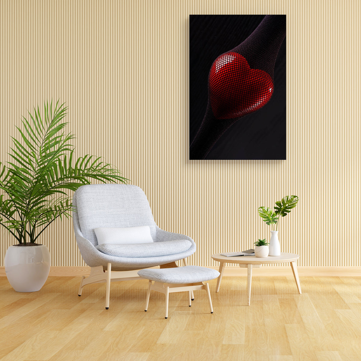 Red Heart Canvas Painting Synthetic Frame – ArtzFolio.com