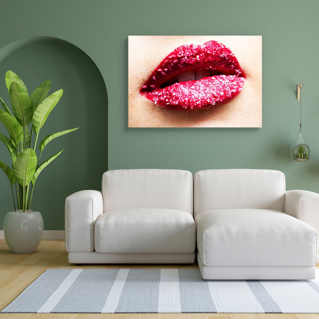 Sugar Red Lips Canvas Painting Synthetic Frame – ArtzFolio.com