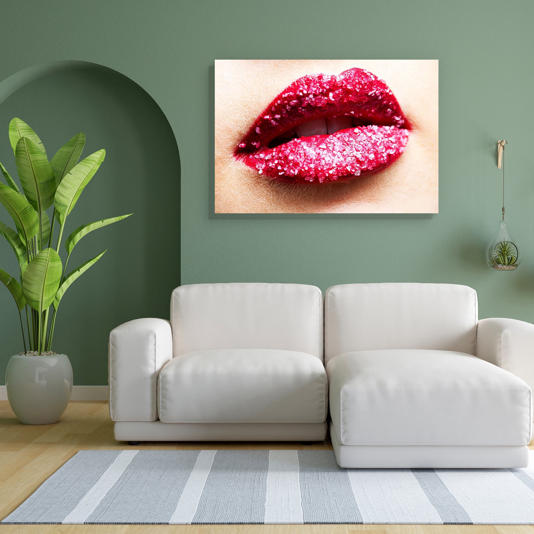 Sugar Red Lips Canvas Painting Synthetic Frame – ArtzFolio.com
