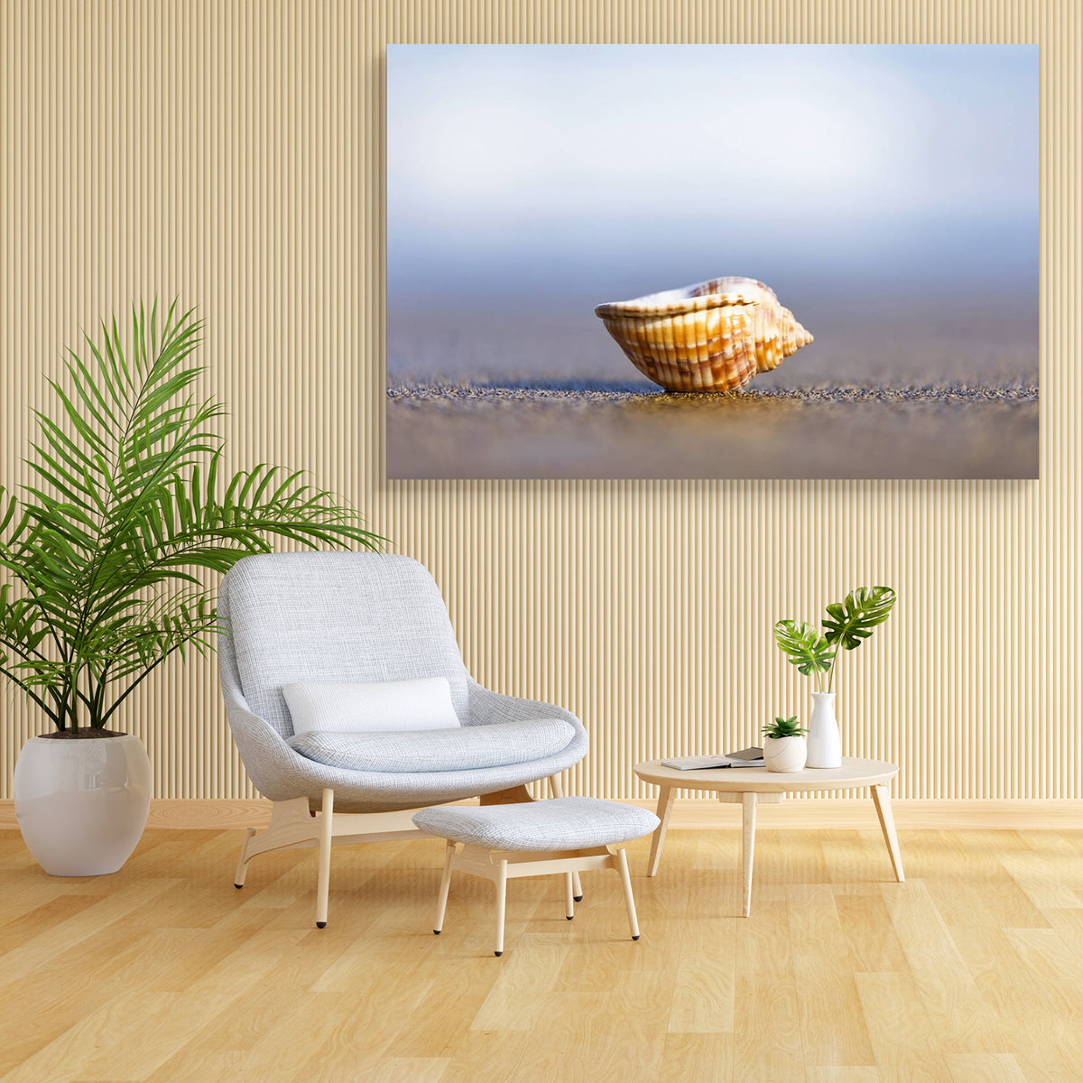 Small Seashell Upturned Canvas Painting Synthetic Frame – ArtzFolio.com