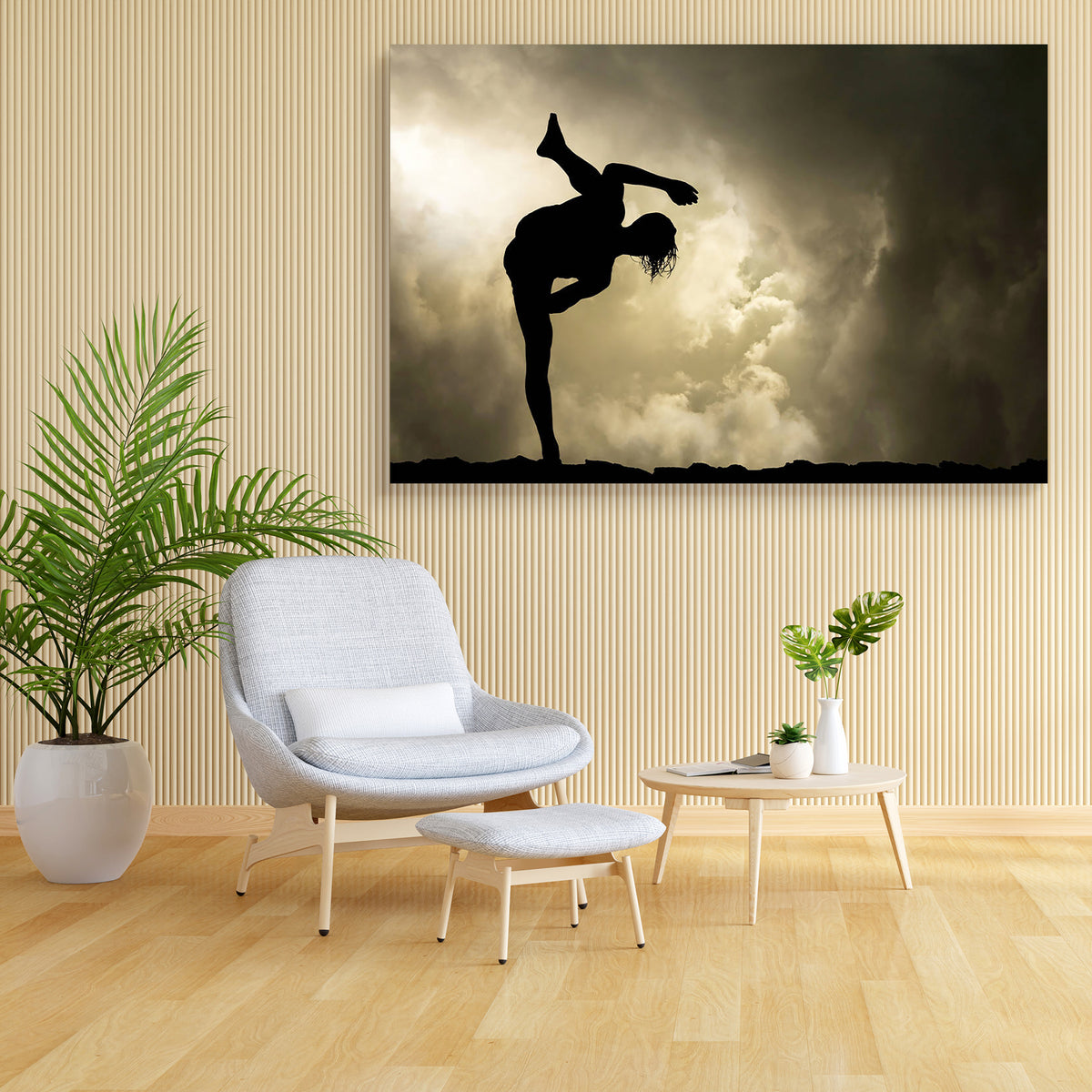 Martial Arts High Kick Canvas Painting Synthetic Frame – ArtzFolio.com