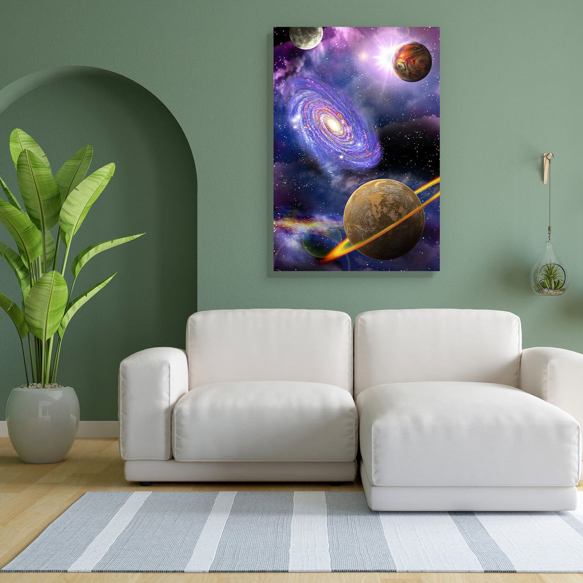 Galaxies & Planets Canvas Painting Synthetic Frame – ArtzFolio.com