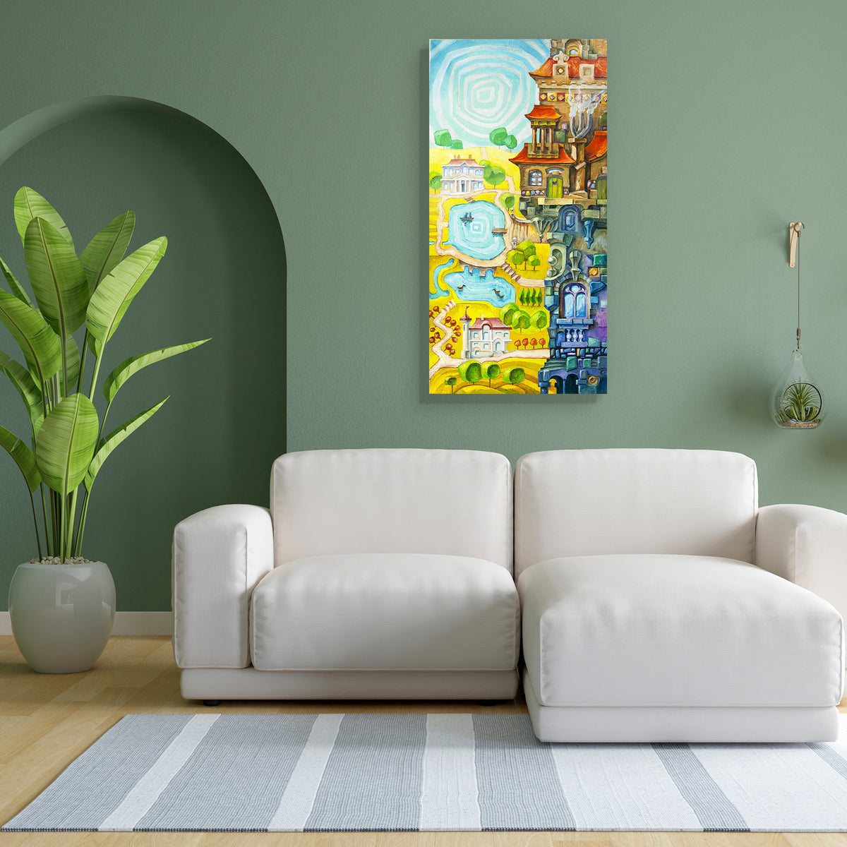 Whimsical Building Canvas Painting Synthetic Frame – ArtzFolio.com
