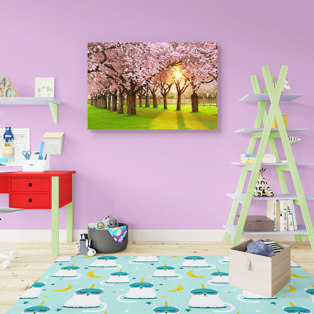 Cherry Tree Garden Canvas Painting Synthetic Frame – ArtzFolio.com