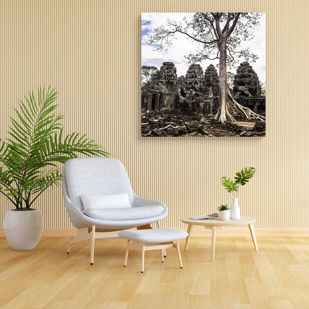 Ancient Temples Of Angkor Wat, Cambodia Canvas Painting Synthetic Frame ...