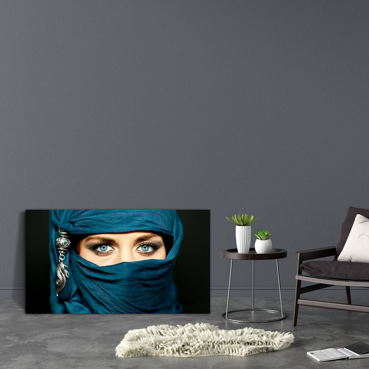 Arabic Woman In Traditional Islamic Cloth Niqab Canvas Painting ...