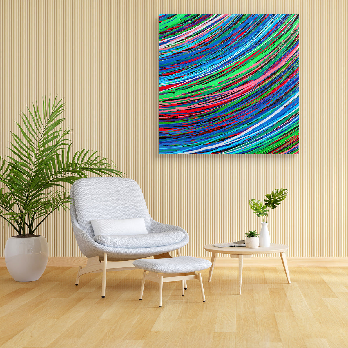 Stripe Paint Colors D3 Canvas Painting Synthetic Frame – ArtzFolio.com