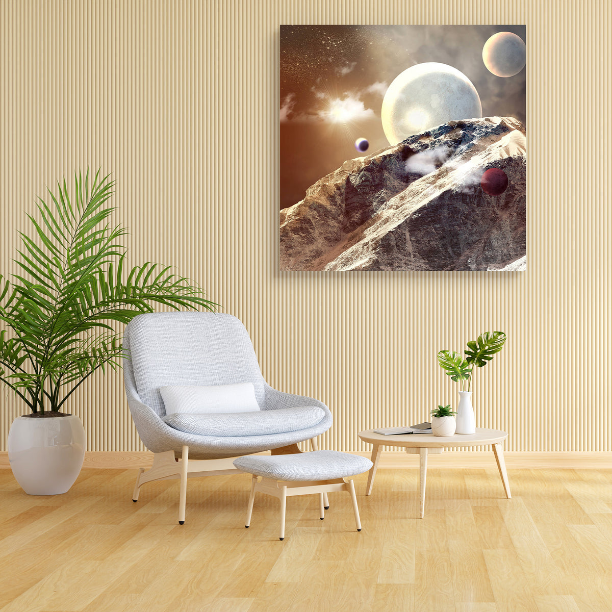 Planets In Fantastic Space D1 Canvas Painting Synthetic Frame ...