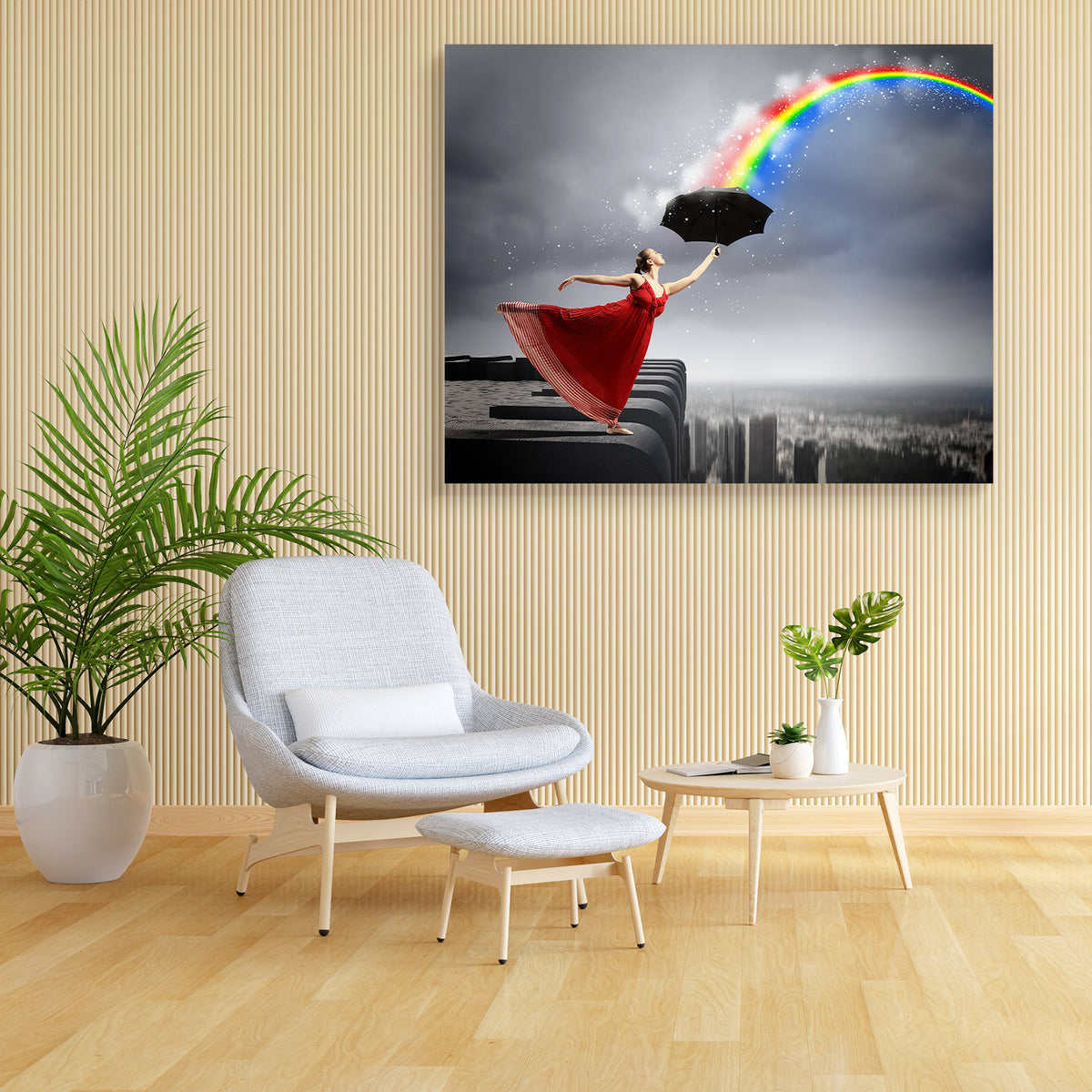 Ballet Dance With Umbrella Canvas Painting Synthetic Frame – ArtzFolio.com