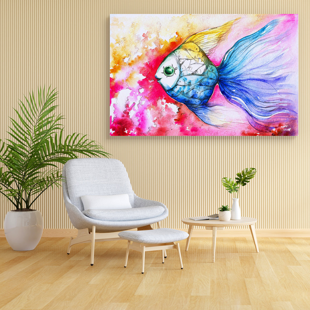 Colorful Fish Canvas Painting Synthetic Frame – ArtzFolio.com