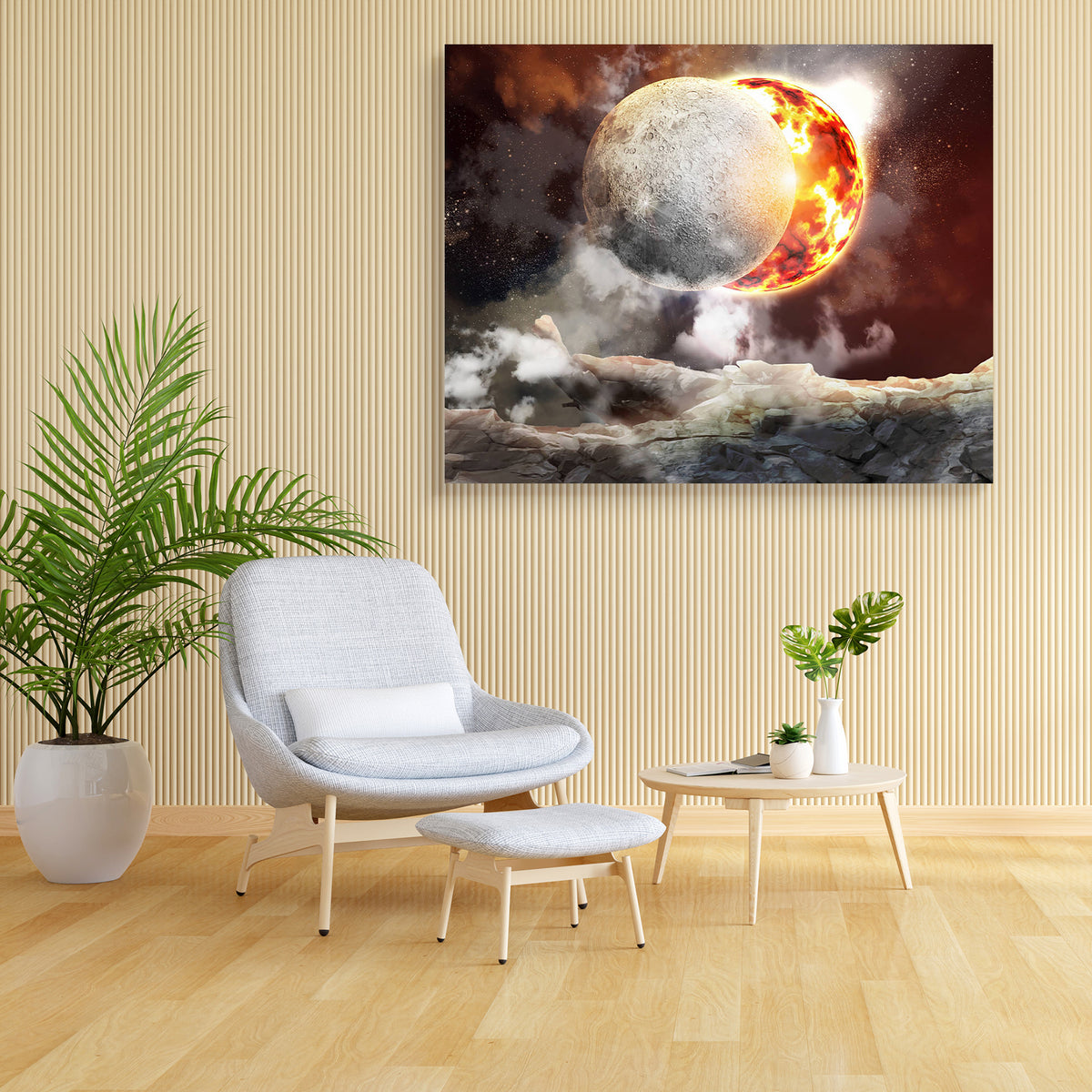 Planets In Fantastic Space D2 Canvas Painting Synthetic Frame ...