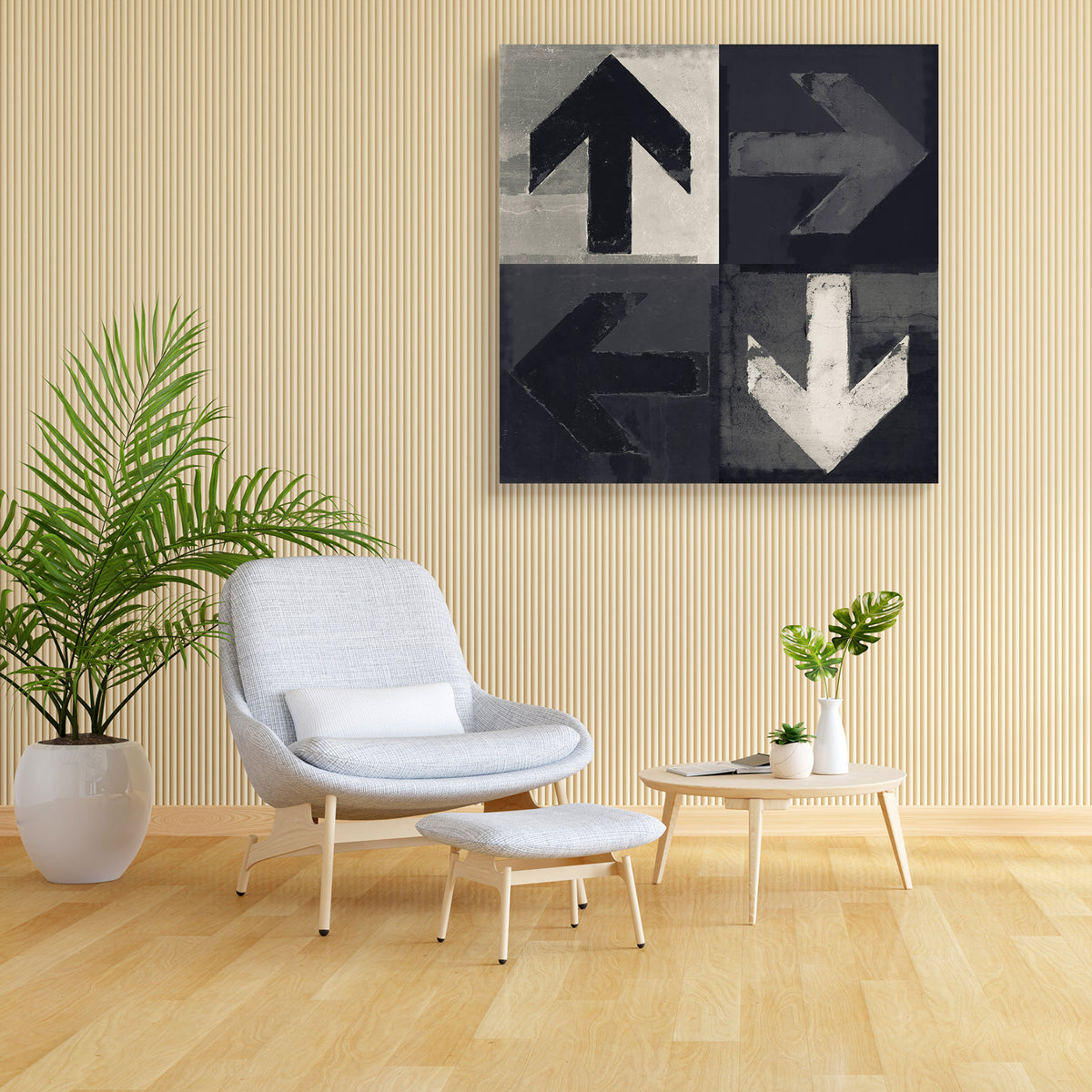 Monochrome Arrows Canvas Painting Synthetic Frame – ArtzFolio.com
