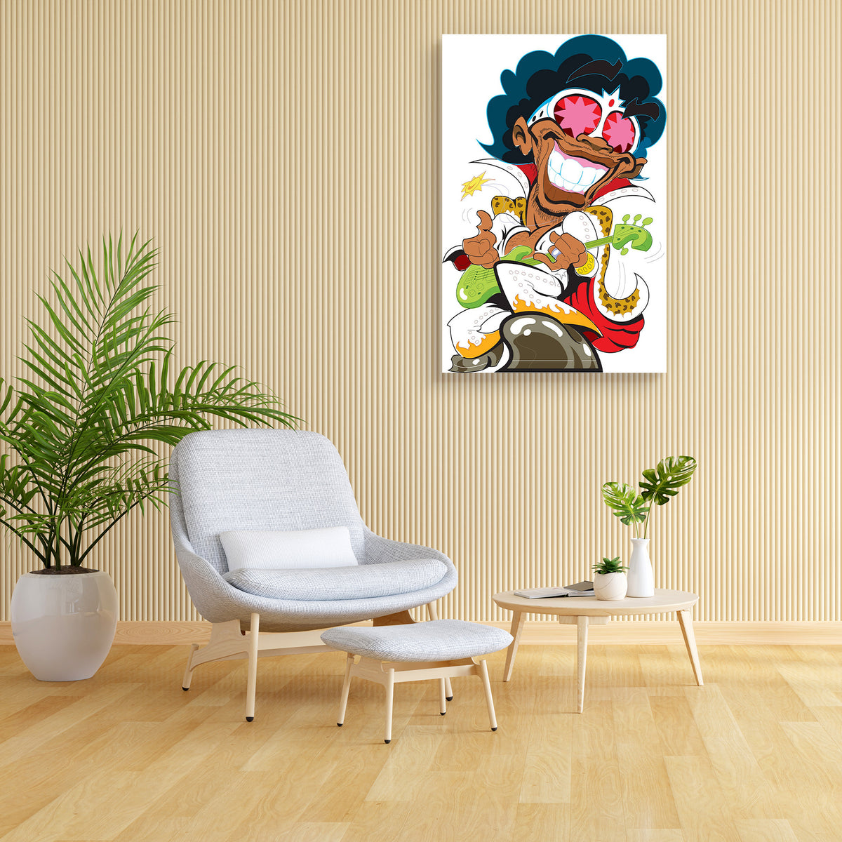 Super Funky Smiling Bass Player Canvas Painting Synthetic Frame ...