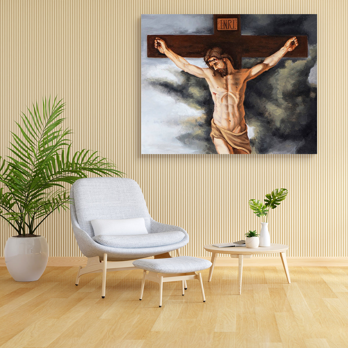 Jesus On The Cross Canvas Painting Synthetic Frame – ArtzFolio.com