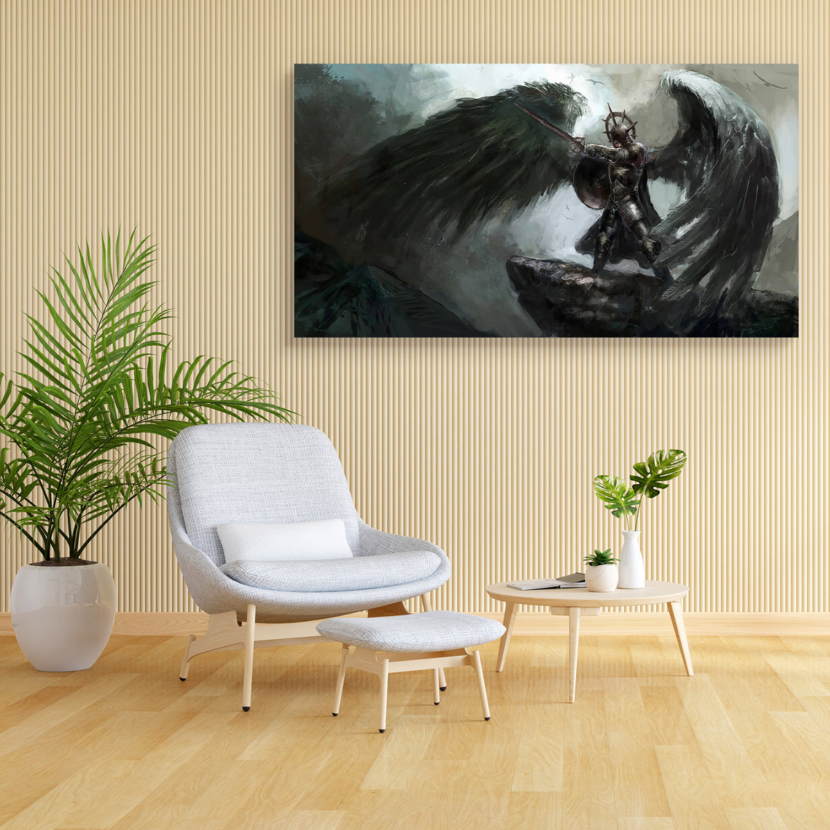 Fallen Angel D1 Canvas Painting Synthetic Frame – ArtzFolio.com