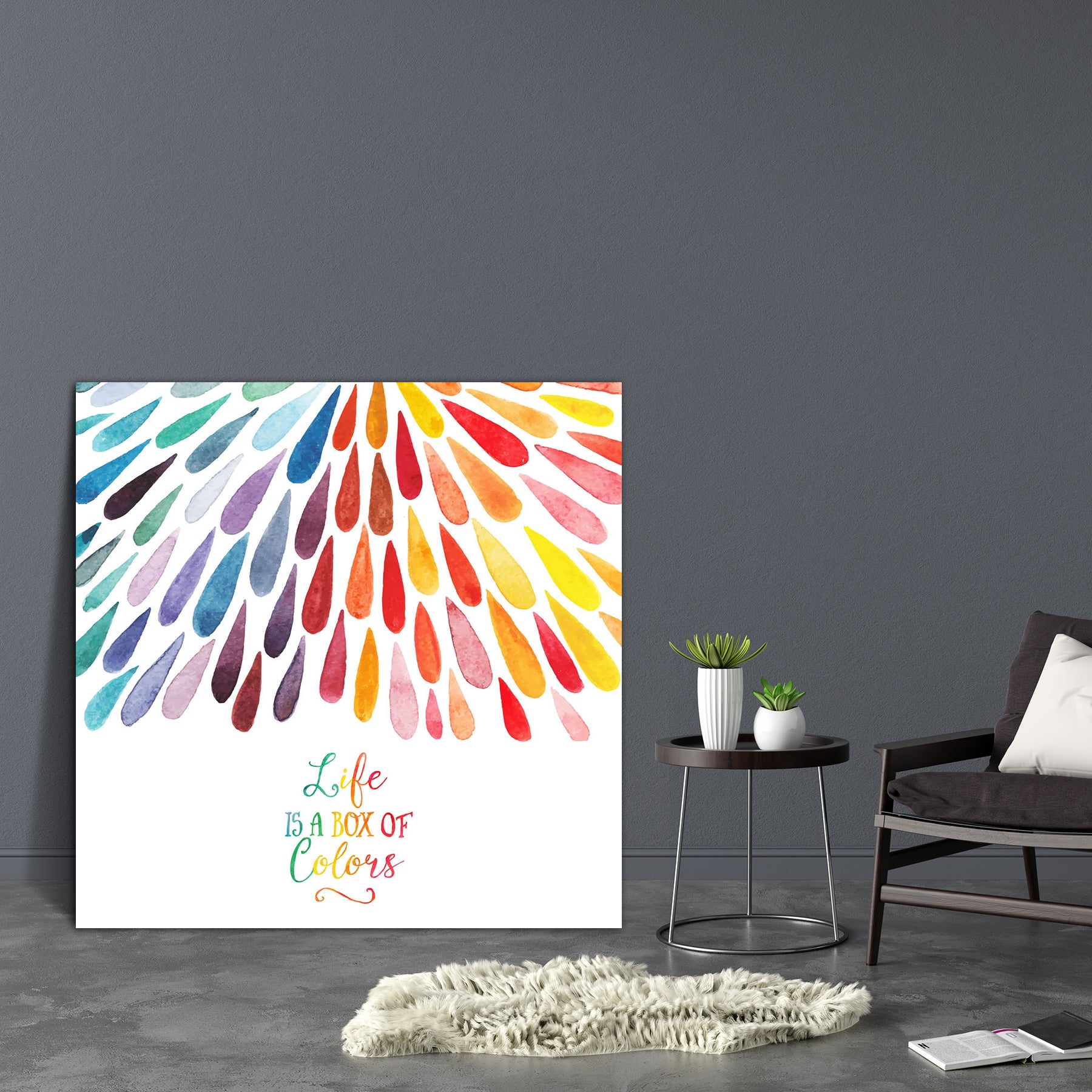 Splash Watercolor Drops Canvas Painting Synthetic Frame – ArtzFolio.com