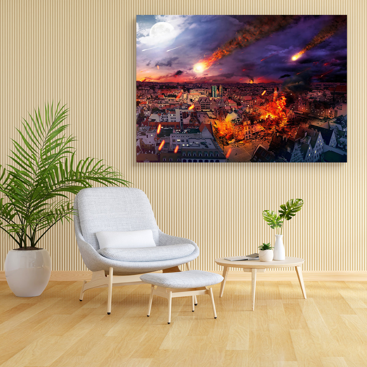 Apocalypse Caused By A Giant Meteorite Canvas Painting Synthetic Frame ...