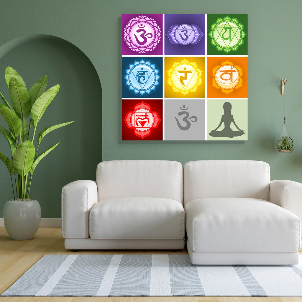 Yoga Chakras Symbols Canvas Painting Synthetic Frame – ArtzFolio.com
