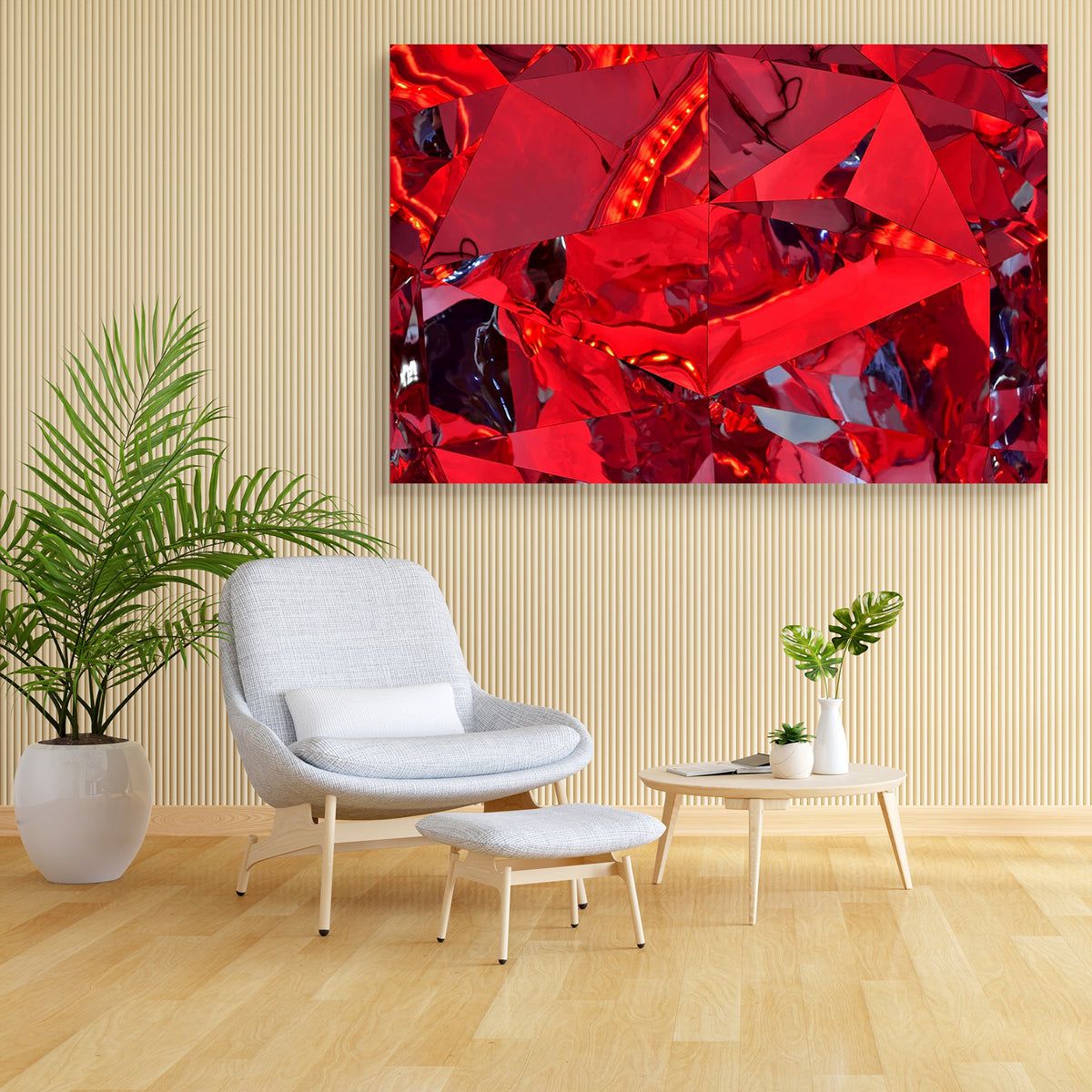 Red Reflective Wall Art Canvas Painting Synthetic Frame – ArtzFolio.com