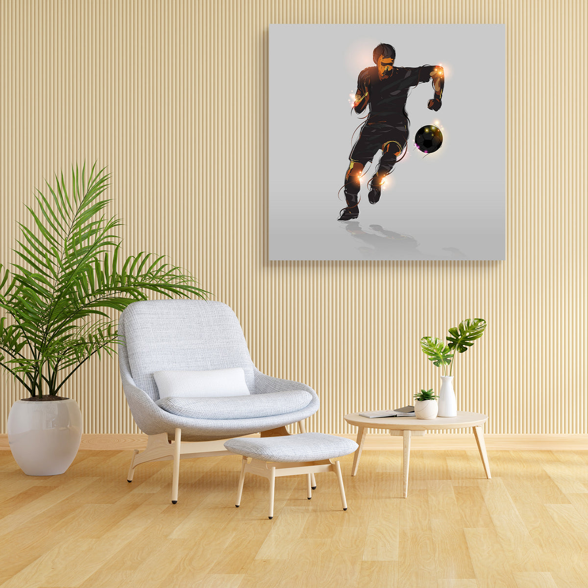 Soccer Striker Shooting Soccer Ball Canvas Painting Synthetic Frame ...