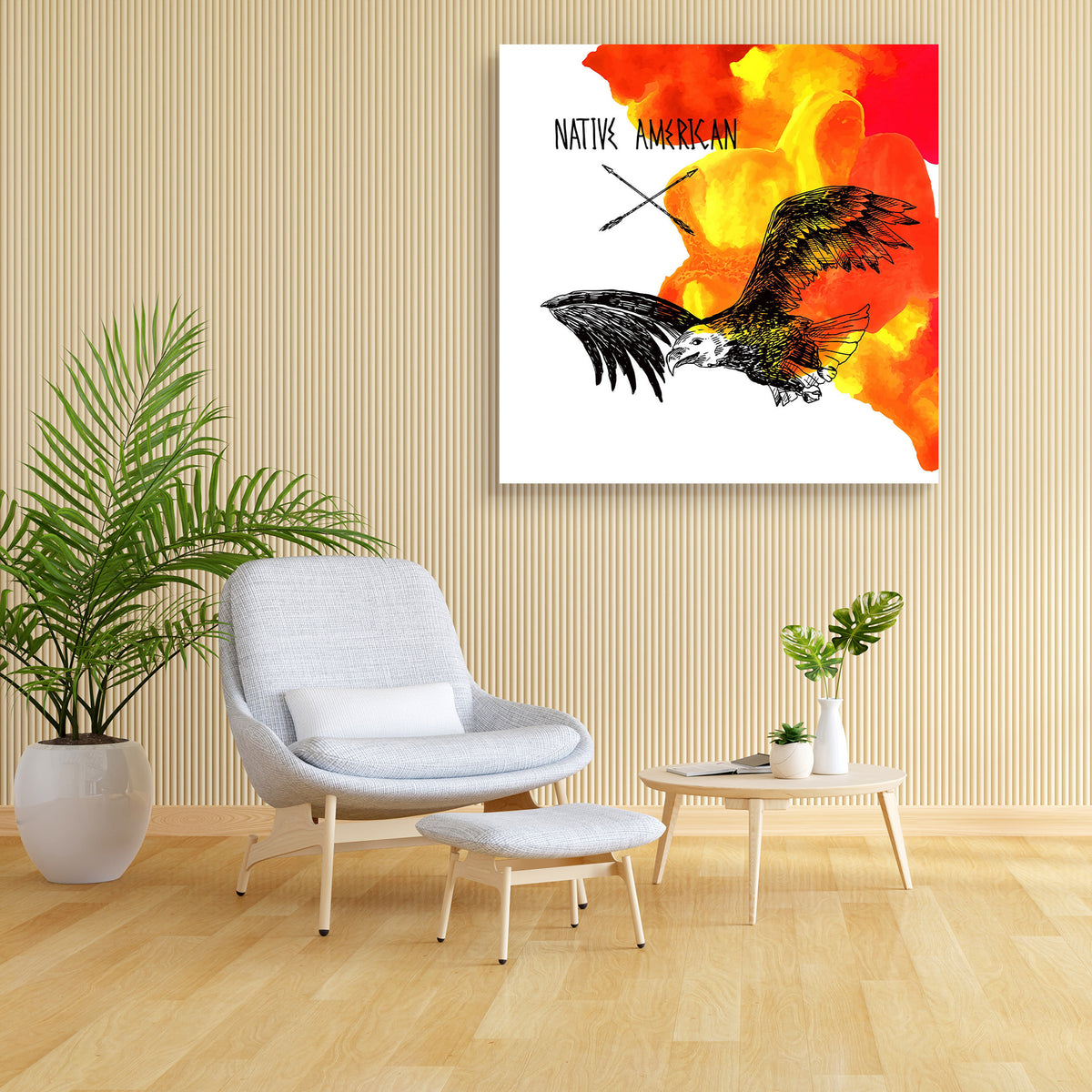 Native American D3 Canvas Painting Synthetic Frame – ArtzFolio.com