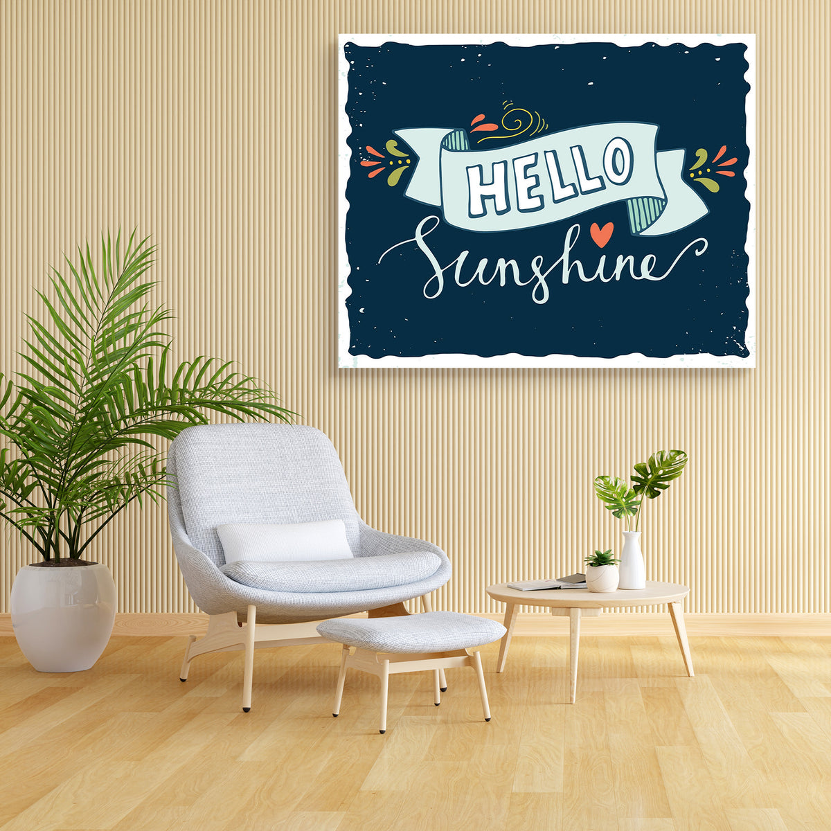 Hello Sunshine Canvas Painting Synthetic Frame – ArtzFolio.com