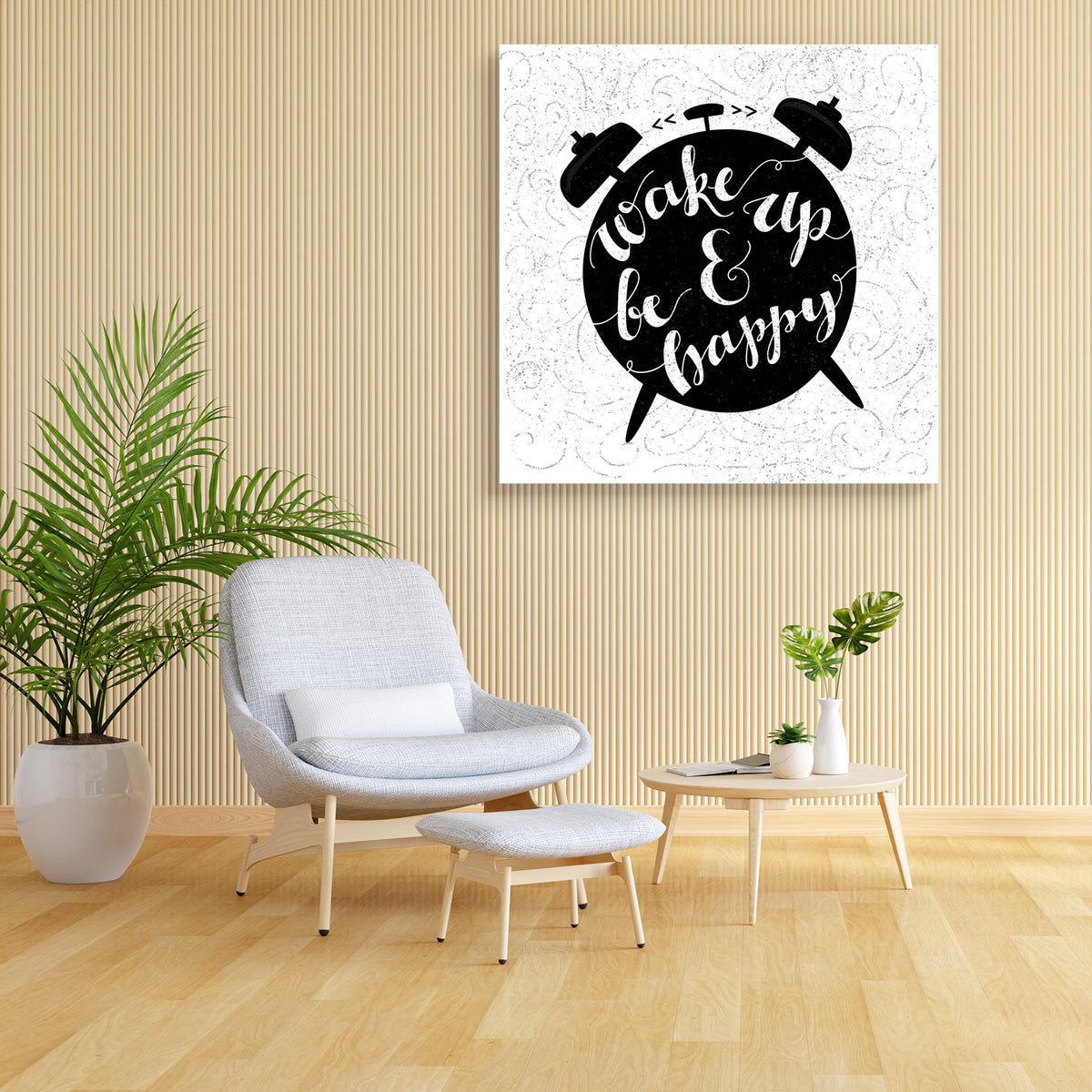 Wake Up & Be Happy Canvas Painting Synthetic Frame – ArtzFolio.com