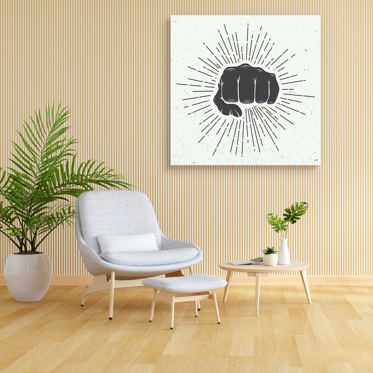 Fist With Sunbursts D2 Canvas Painting Synthetic Frame – ArtzFolio.com