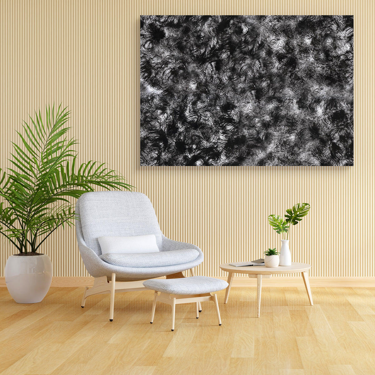 Wool & Fur Canvas Painting Synthetic Frame – ArtzFolio.com