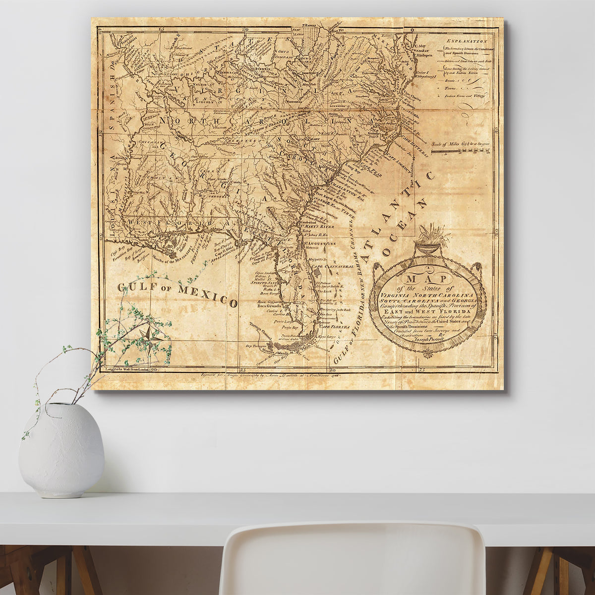 Photo of America as per 1789 Old Map Peel & Stick Vinyl Wall Sticker ...