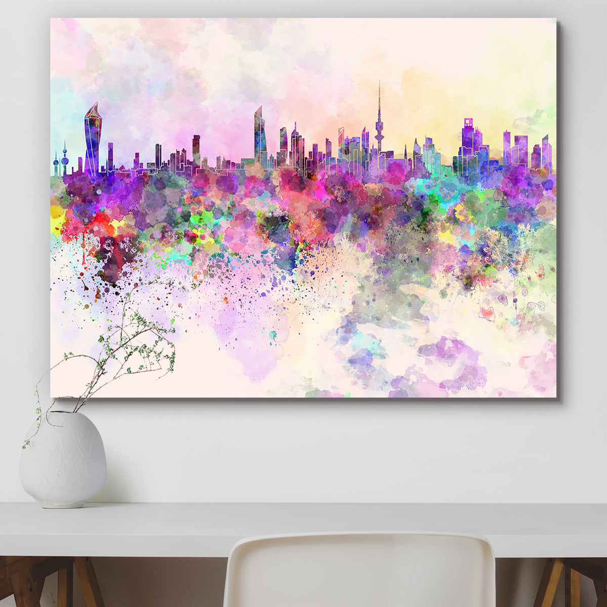 Kuwait City Skyline Peel & Stick Vinyl Wall Sticker – ArtzFolio.com