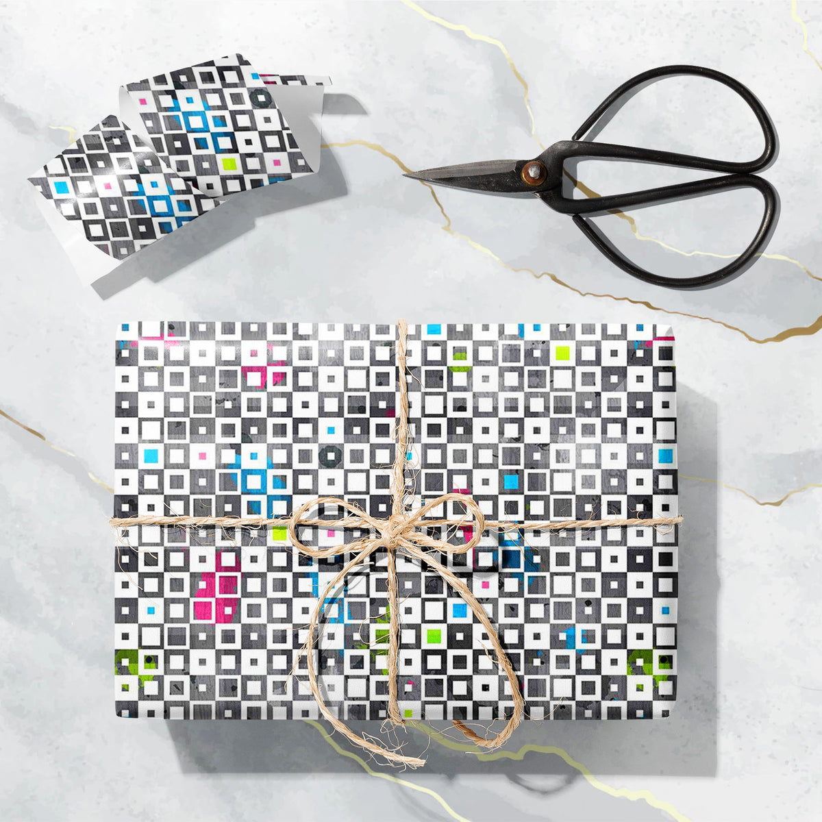 Grunge Squares D1 Art & Craft Gift Wrapping Paper – ArtzFolio.com
