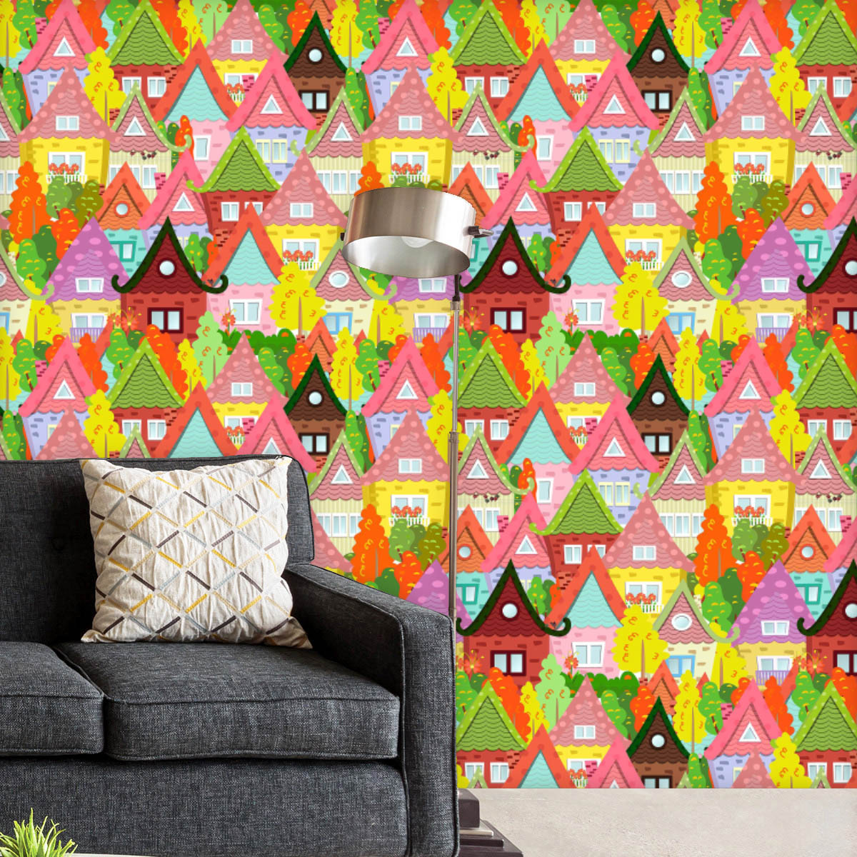 Cute Houses D5 Wallpaper Roll – ArtzFolio.com