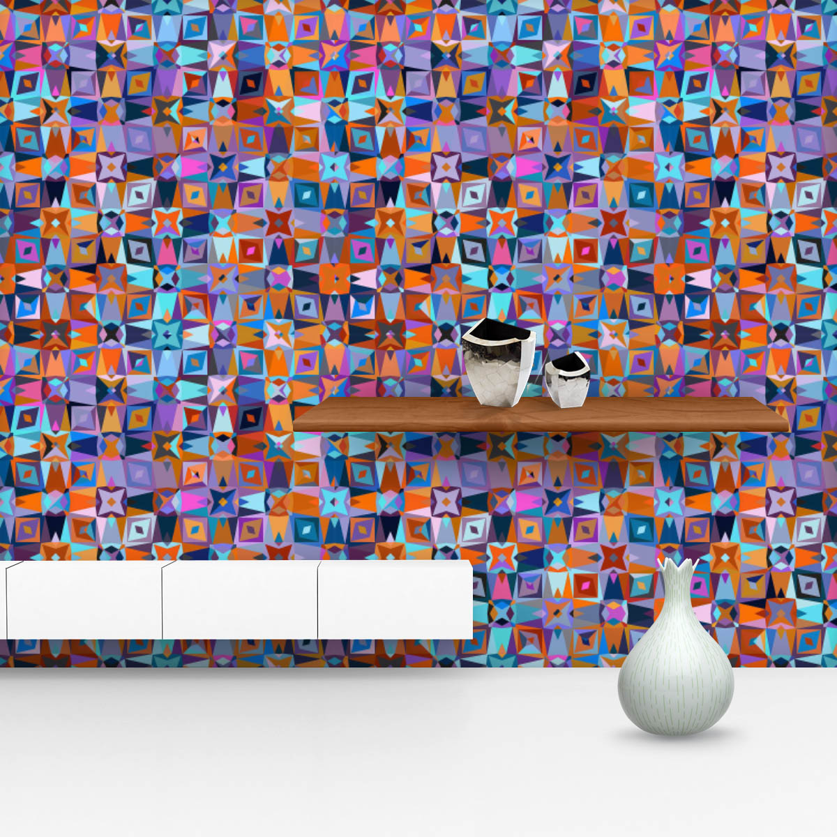 Colorful Geometric Pattern D1 Wallpaper Roll – ArtzFolio.com