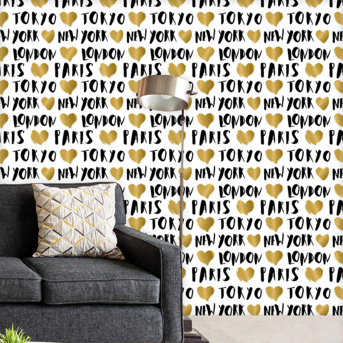 Typographic City Names Pattern Wallpaper Roll – ArtzFolio.com