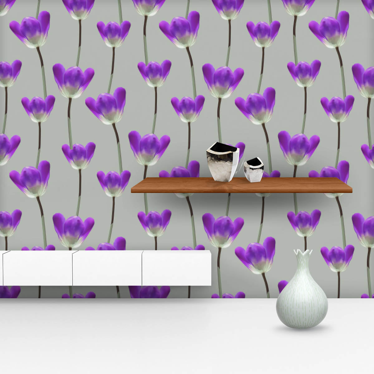 3D Tulips Pattern D3 Wallpaper Roll – ArtzFolio.com