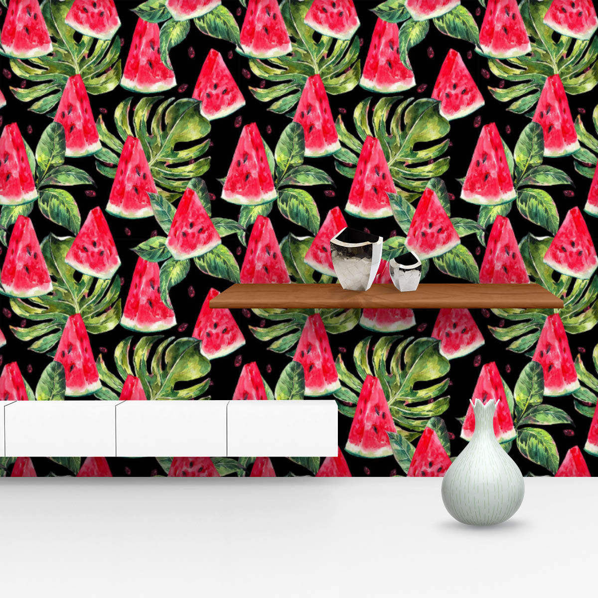 Watercolor Watermelon D5 Wallpaper Roll – ArtzFolio.com