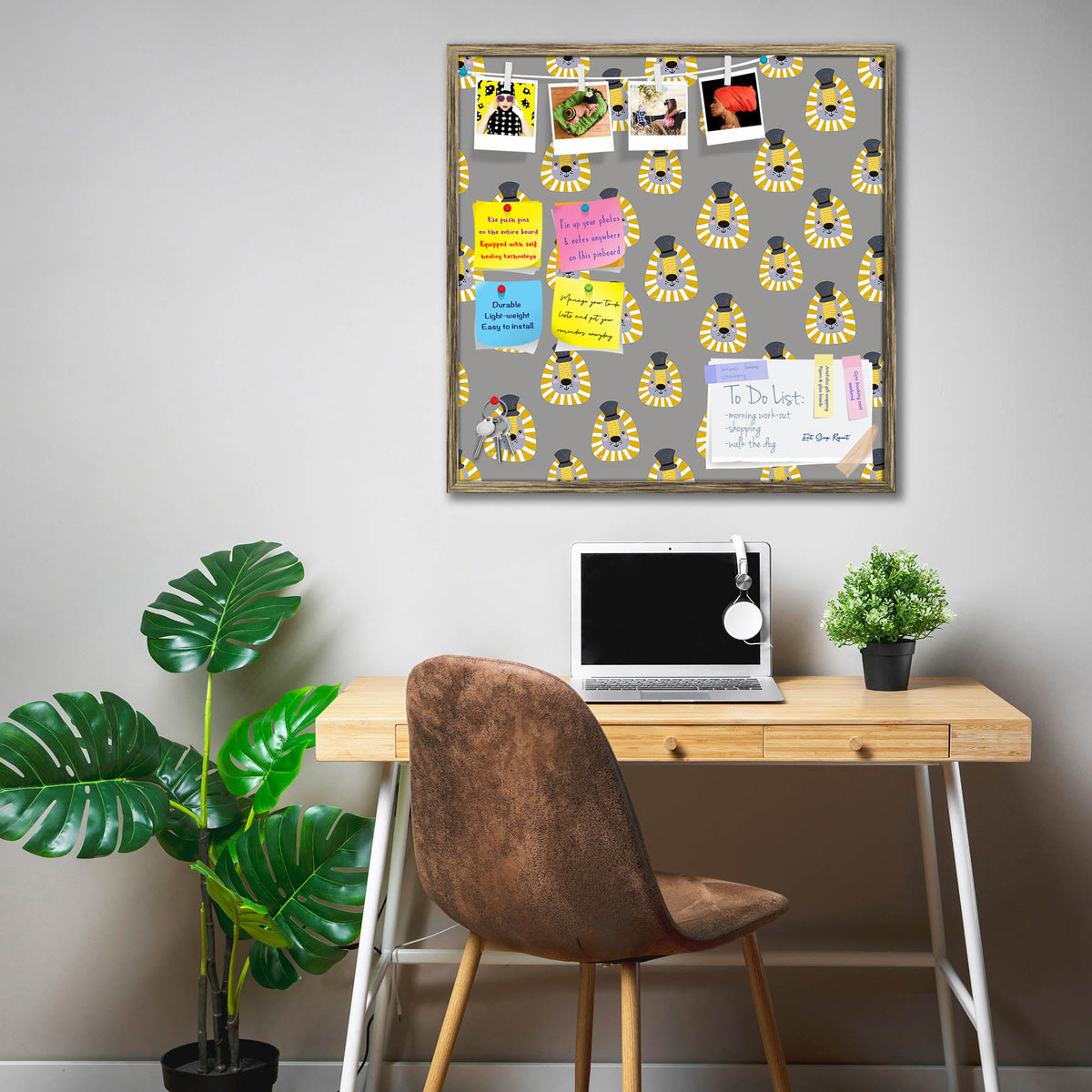 Kids Lion Faces Bulletin Board Notice Pin Board Soft Board | Framed ...