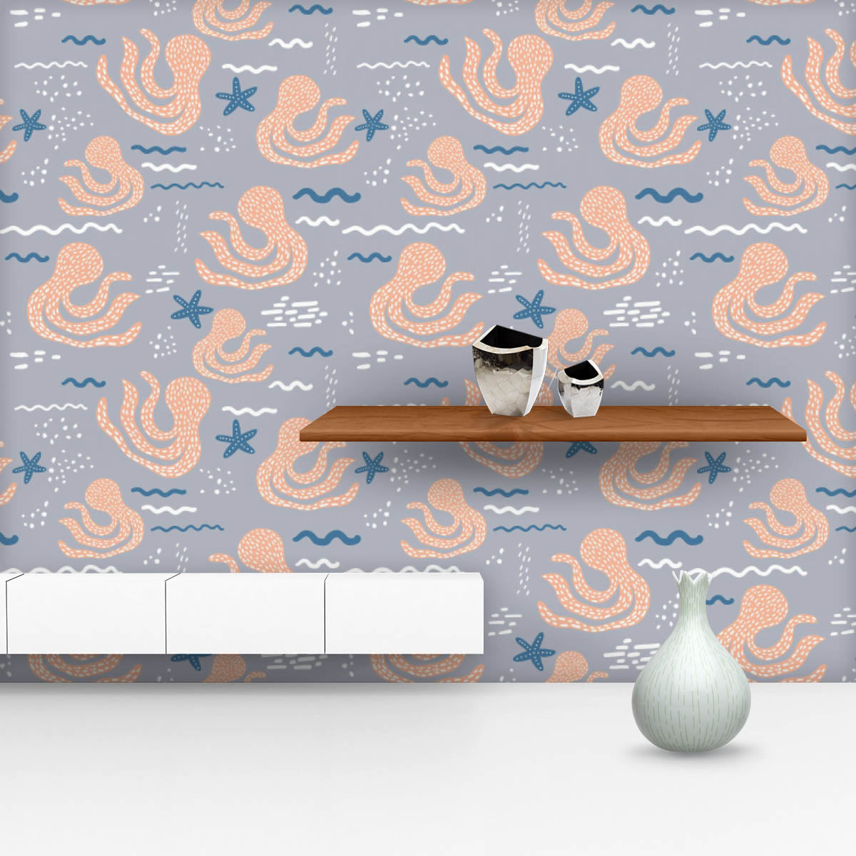 Octopus & Starfish Wallpaper Roll – ArtzFolio.com