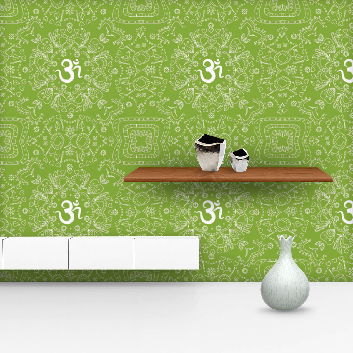 Hindu Om Aum Ornamental Pattern Wallpaper Roll – ArtzFolio.com