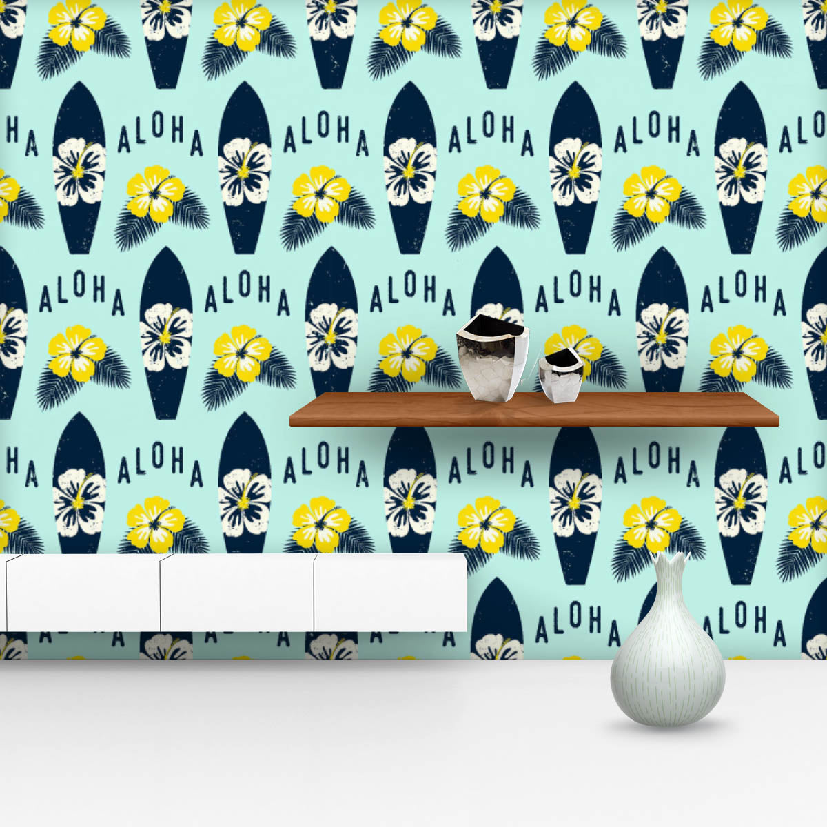Floral Boat Pattern Wallpaper Roll – ArtzFolio.com