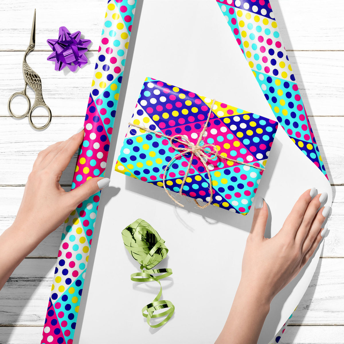 Repeating Dots on Rhombus Art & Craft Gift Wrapping Paper – ArtzFolio.com
