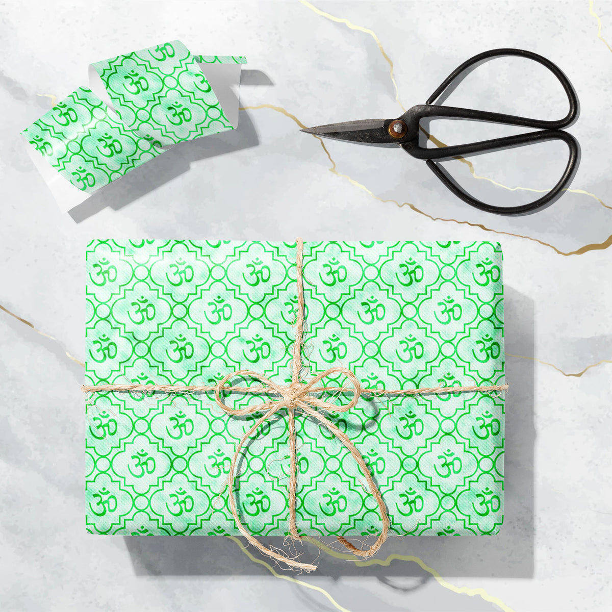Green Hindu Symbol Aum Art & Craft Gift Wrapping Paper – ArtzFolio.com