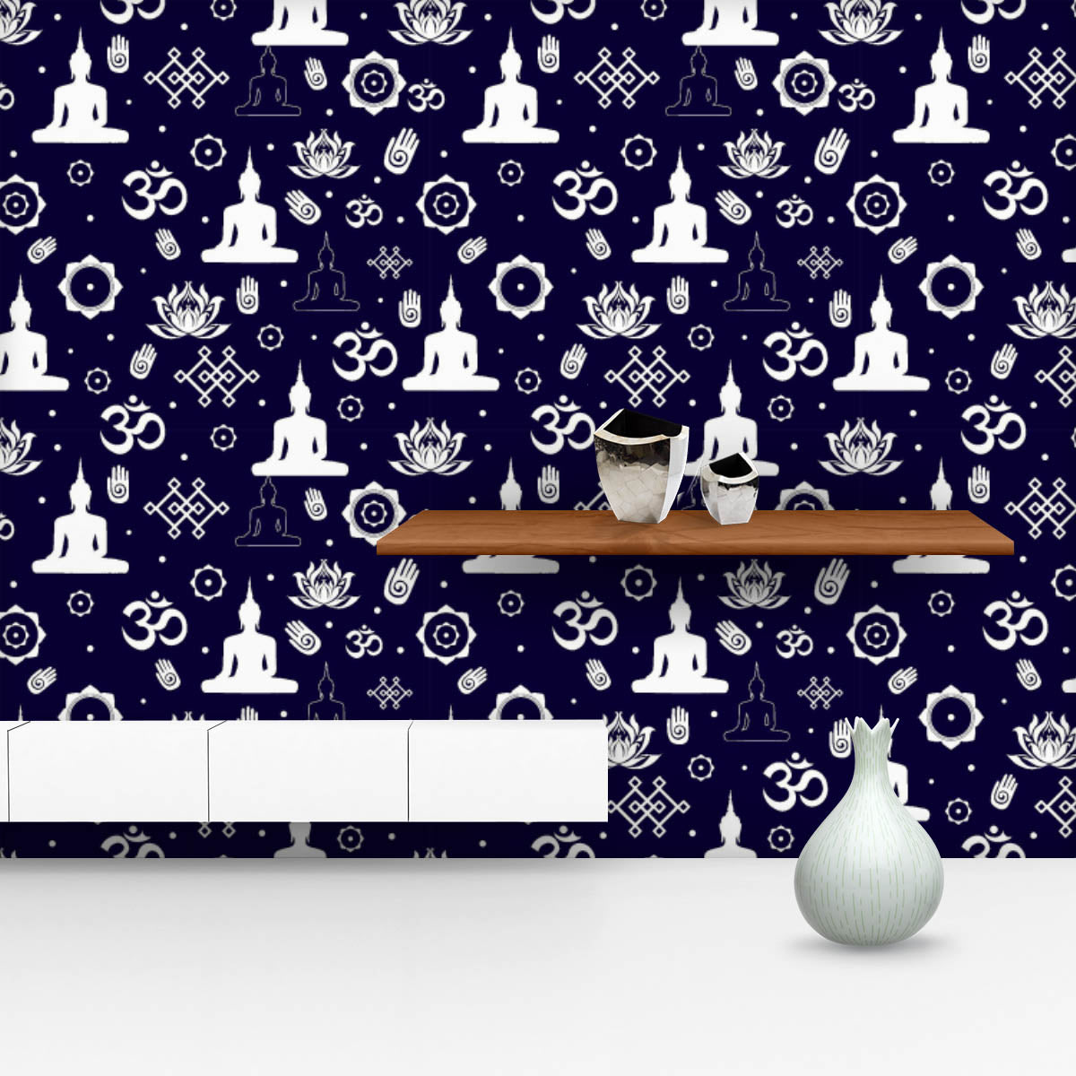 Buddhist Religious Sacred Symbols Wallpaper Roll – ArtzFolio.com