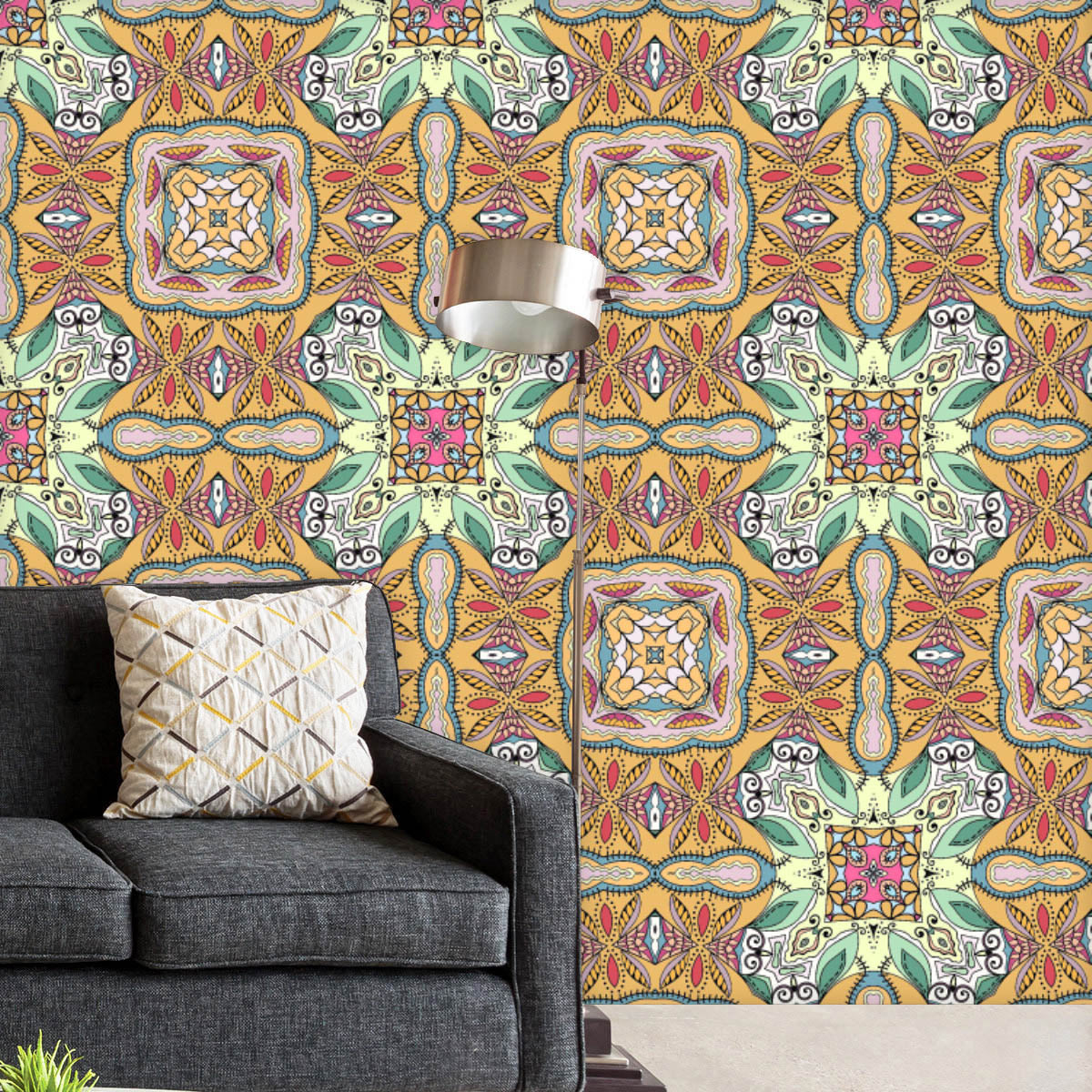 Arabic Floral Pattern D3 Wallpaper Roll – ArtzFolio.com