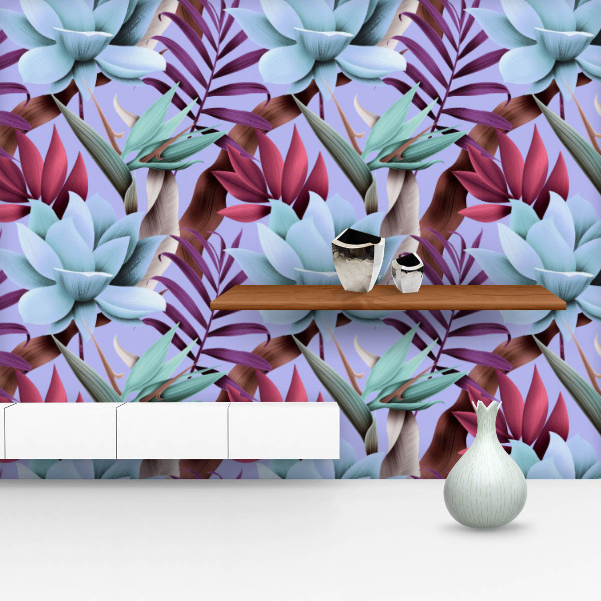 Tropical Floral Pattern D3 Wallpaper Roll – ArtzFolio.com