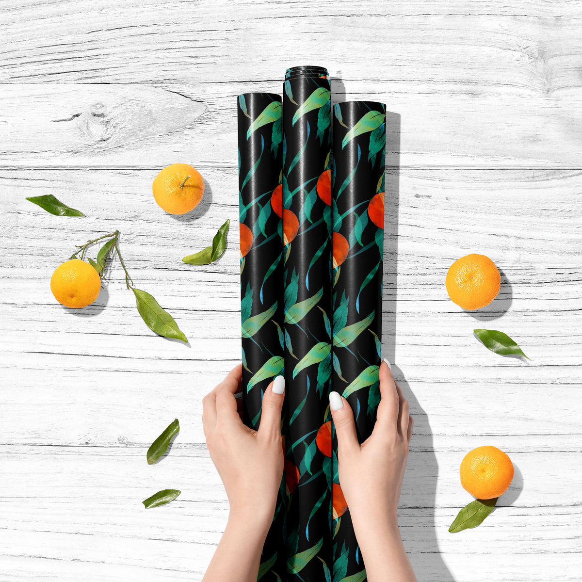 Subtropical Tangerine Tree Imprints Art & Craft Gift Wrapping Paper ...